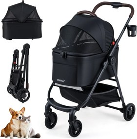 Costway 3 v 1 Pet Buggy s odnímatelným nosičem a nastavitelnou