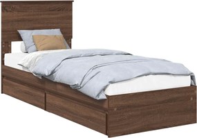 Postel s úložným prostorem se zásuvkou Hnědý dub 75 x 190 cm 3410853
