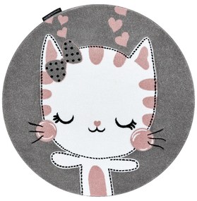 Dywany Łuszczów Dětský kusový koberec Petit Kitty cat grey kruh - 140x140 (průměr) kruh cm