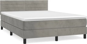 Box spring postel s matrací světle šedá 140x200 cm samet 3141365