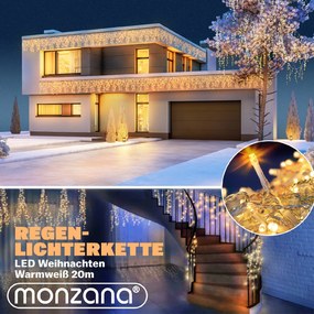 Světelný závěs LED teplá bílý 20m dálkové ovládání