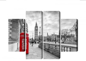 Vícedílný obraz Červená Londýnská Telefonní Budka 3D Nedostatek Nedostatek Přírodní plátno 160x120