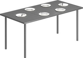 Outsunny venkovní jídelní stůl 165 × 80 cm pro 6 osob — laťová kovová deska, práškově lakovaný ocelový rám, odolný vůči povětrnostním vlivům | Aosom