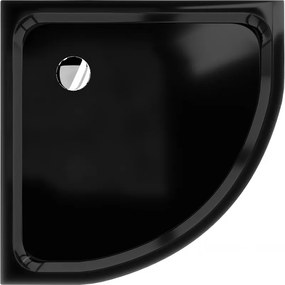 Mexen Flat polokulatá vanička do sprchového koutu slim 80 x 80 cm, Černá, sifon Chromovaná - 41708080