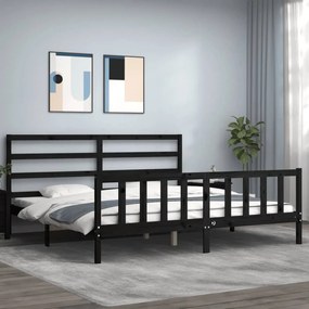 vidaXL Rám postele s čelem černý 200 x 200 cm masivní dřevo