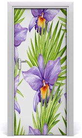 Samolepící fototapeta na dveře Orchidej a palmy 75x205 cm