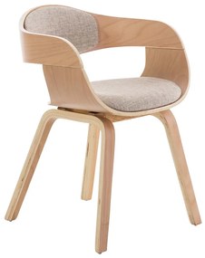 Židle King látka, dřevěné nohy natura - Krémová