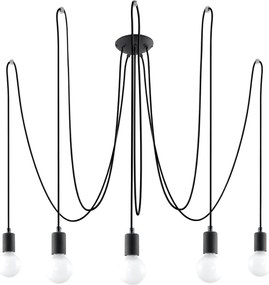 Sollux Lighting Lustr EDISON 5 černý