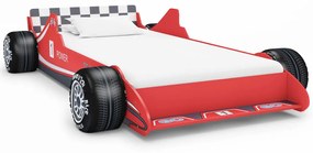 Dětská postel ve tvaru závodního auta 90 x 200 cm červená
