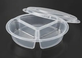 dóza na potraviny, 3 přihrádky, sada 2 ks, s víkem, plast, 3x12,5x12,5 cm, průhledná, Dekorino DP20260014