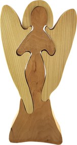 AMADEA Dřevěné puzzle anděl, masivní dřevo dvou druhů dřevin, 25 cm