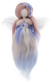 Andělka z ovčího rouna hand made - 3 modrá světlá