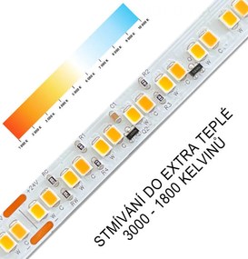 LED pásek 2835 224 WIRELI 1130lm 10W 0,42A 24V (stmívání z teplé do extra teplé)