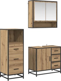 Sada koupelnového nábytku 3 ks Artisanový dub 65 x 33 x 60 cm 3402333