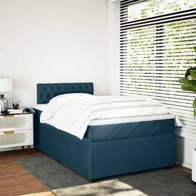 Box spring postel s matrací modrá 120 x 190 cm samet 3287696