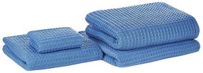 Modrá sada 4 bavlněných ručníků AREORA Beliani