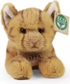 RAPPA Plyšová kočka ležící hnědá 20 cm / ECO-FRIENDLY / od 0 let