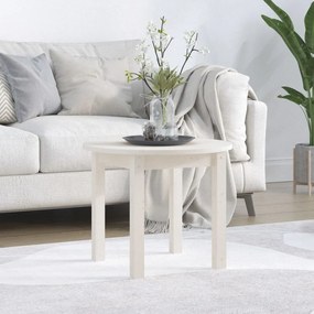 Konferenční stolek bílý Ø 55 x 45 cm masivní borové dřevo