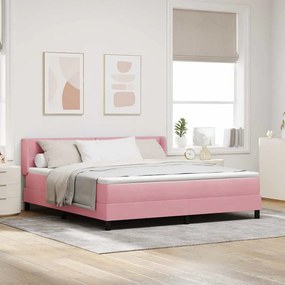 Postel s boxspringem s čelo Růžová 200 x 180 cm samet 3341485