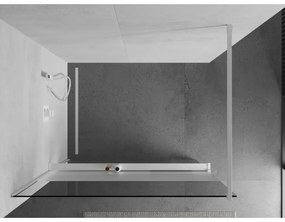 Mexen Kioto+, sprchová zástěna Walk-In s poličkou a věšákem 120 x 200 cm, 8mm čiré sklo-námraza, bílý profil, 800-120-121-20-35