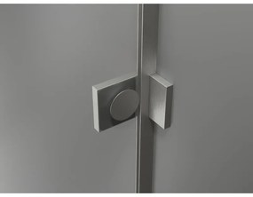 Mexen Lunar, L pětiúhelníkový sprchový kout naklápěcí doleva 80 x 90 cm, 8mm čiré sklo, ocelový profil, 831L-080L-090P-97-00-L