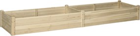 Outsunny Záhon, Zahradní Box s 2 Oblastmi pro Výsadbu, Zeleninový Záhon na Zeleninu a Bylinky do Zahrady, Terasy a Balkonu, Dřevo, Přírodní, 244 x 61…