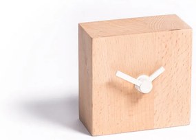 Stolní hodiny Simple block S, bukové dřevo, bílé ručičky