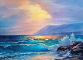 Malvis Tapeta imitace malby moře Vel. (šířka x výška): 432 x 290 cm