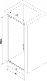Mexen Exo, výklopné sprchové dveře 85 cm, čiré sklo, zlatá, 8181-085-000-50-00