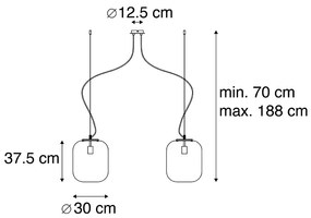 Designové závěsné svítidlo černé se zlatým sklem 2-světlo - Bliss