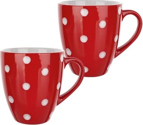 Sada keramických hrnků PUNTÍK červená 400 ml 2 ks