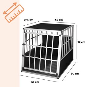 Přepravka pro psa BRUNO, 66x90x72cm, stříbrná/černá Jurhan