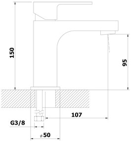 Bruckner SIEGER stojánková umyvadlová baterie bez výpusti, výška 150mm, chrom 914.002.1