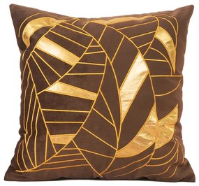 Luxusní povlak na polštář se zlatými prvky Barva: Kávová, Motiv: B pruhy