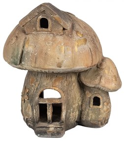 Hnědá dekorativní figurka houba domek - 34*29*35 cm