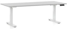 Výškově nastavitelný stůl OfficeTech C, 180 x 80 cm, bílá podnož, světle šedá