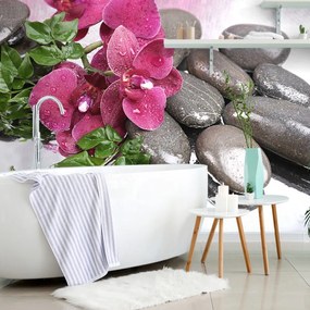 Fototapeta kvetoucí orchidej a wellness kameny - 150x100 cm