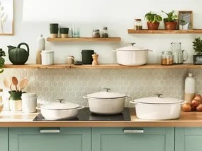 Tefal LOV béžová / Servírovací pánev / 28 cm / litina / 3,8 l / s víke