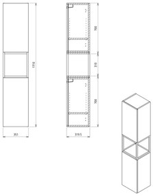 Sapho Skara skříňka vysoká 35 x 171 x 32 cm 2x dvířka levá/pravá dub Collingwood CG010-1919 Koupelny Bernold