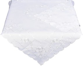 Ubrus celoroční, Aneta vyšívaný, bílý 40 x 90 cm