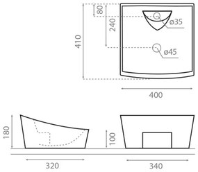 Bathco 4002 - Umyvadlo na desku SORIA 40x41 cm porcelán/bílá