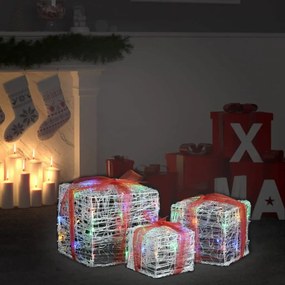 vidaXL Dekorativní akrylové vánoční dárky 3 ks studené bílé [328790] Barva: Vícebarevný
