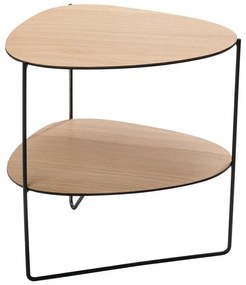 Kovový konferenční stolek v přírodní barvě 37x44 cm Curve Double Wood – LIND DNA