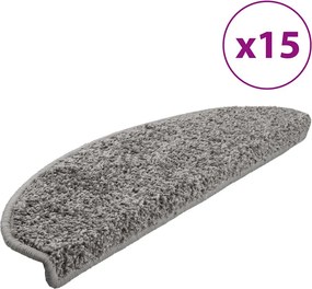 Schodové rohože 15 ks 65 x 21 x 4 cm šedé, půlkulaté, velké 133900