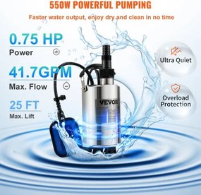 ponorné vodní čerpadlo, 550 W 9500 l/v, s 10 m