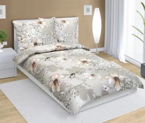 Bellatex Flanelové povlečení 140x220 cm, 70x90 cm Ibišek Béžová,Oranžová