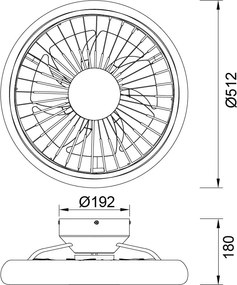 Mantra 8232 Turbo, ventilátor se svítidlem LED 55W 2700-5000K a dálkovým ovladačem, černá, průměr 51,2cm