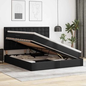 Postel s úložným prostorem s čelo Černá 180 x 200 cm Umělá kůže 3371677