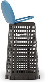 Plastový odpadkový koš na 120 l pytle, černý, modré víko