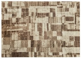 Kusový koberec 80x150 cm DEMIAN se vzorem patchwork - hnědý / béžový